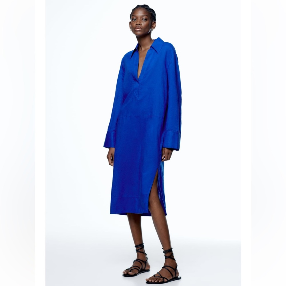 Sale Zara Linen Blend Tunic Dress Sale - Gem